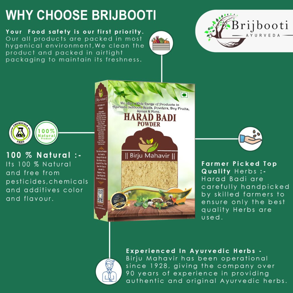 BrijBooti Badi Harad Powder - Yellow Terminalia Chebula Powder - Brijbooti