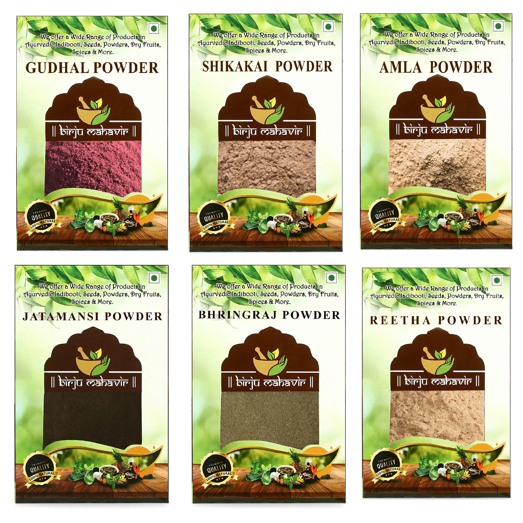 Birju Mahavir Reetha, Amla, Shikakai, Bhringraj, jatamansi, Gudhal ...