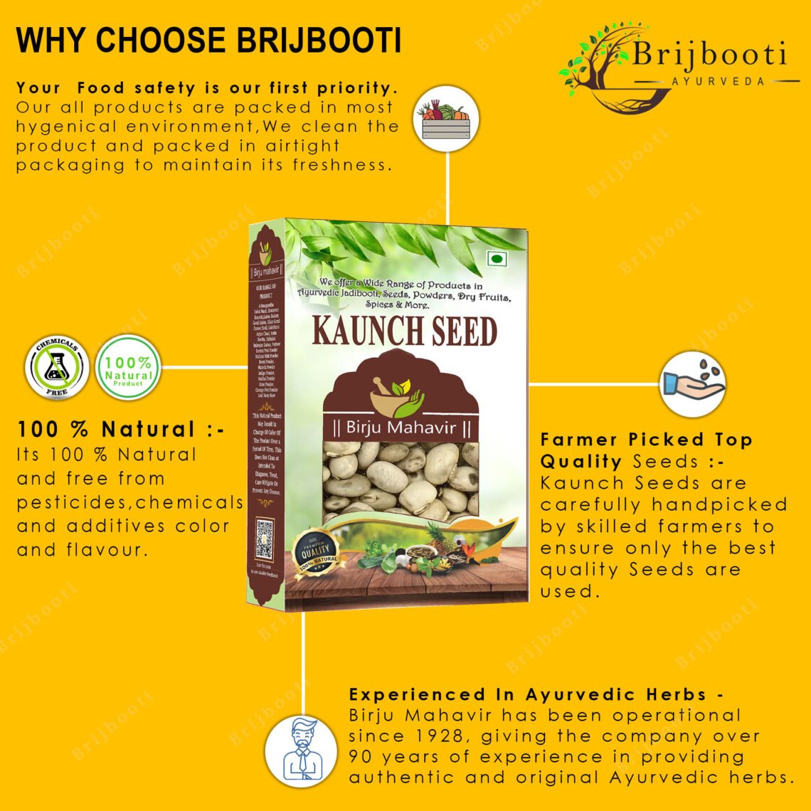 BrijBooti Kaunch Seed White - Kaunch Beej Safed - Mucuna Pruriens ...