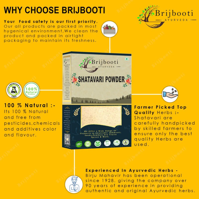 Brijbooti Shatavari Roots Powder 250 Gr - Yellow Shatawar - Organic ...